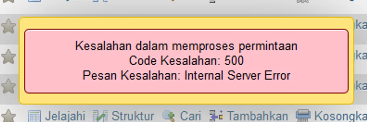 PhpMyAdmin Internal Server Error Code Kesalahan: 500